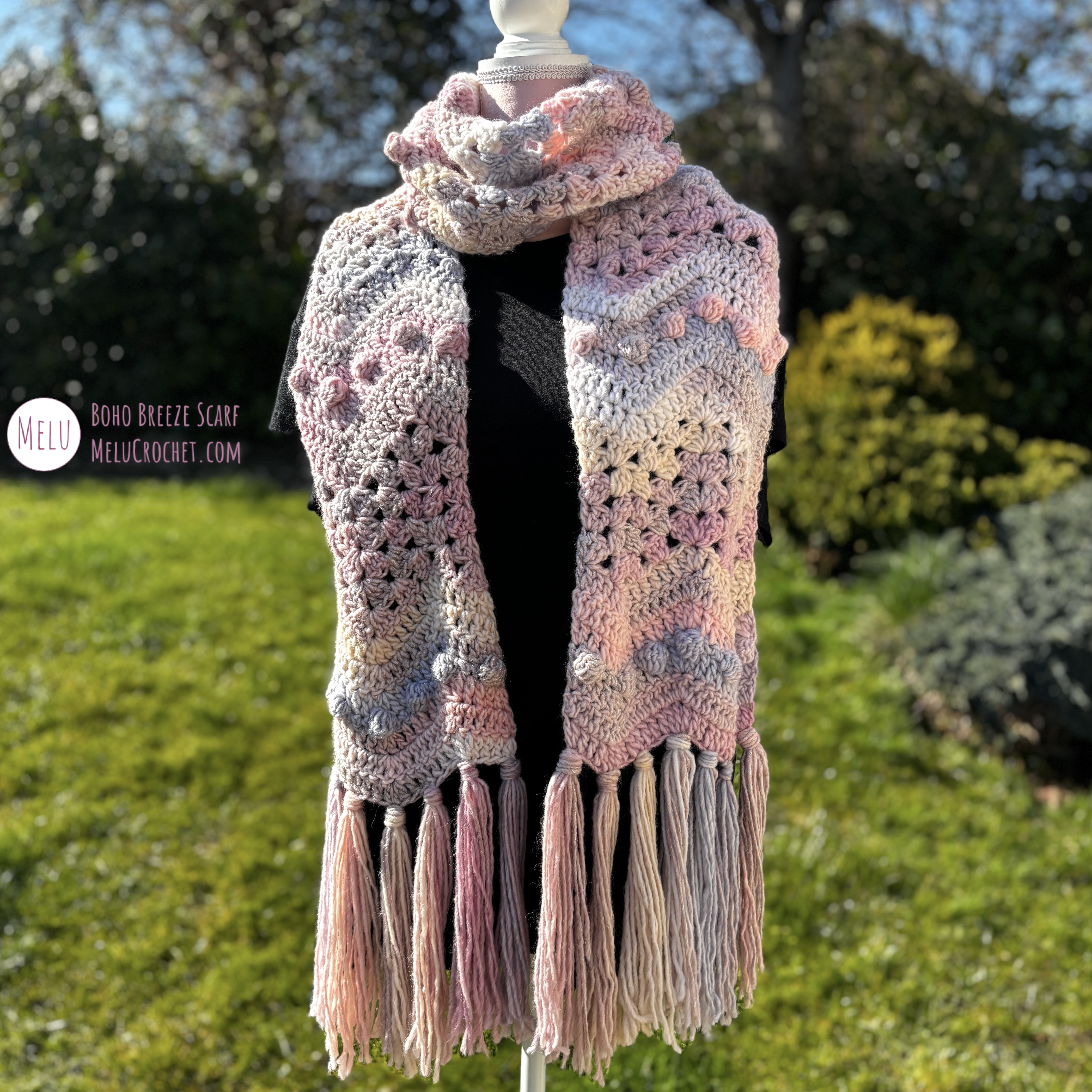Boho Breeze Scarf Pattern by Melu Crochet – Melu Crochet