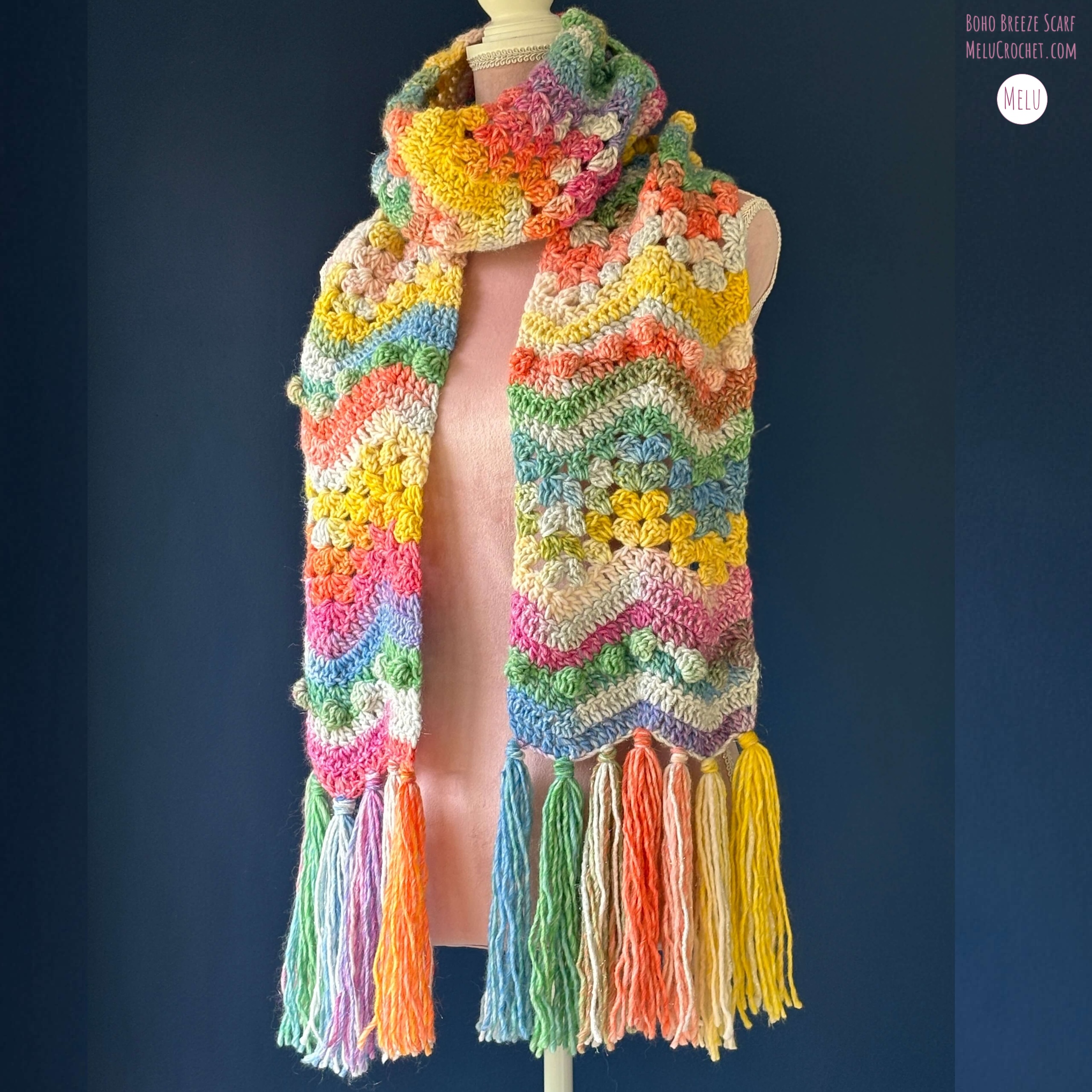 Boho Breeze Scarf Pattern by Melu Crochet – Melu Crochet